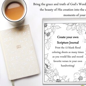 Floral Scripture Adult Coloring Page Bundle, Bible Verse Coloring Book ...