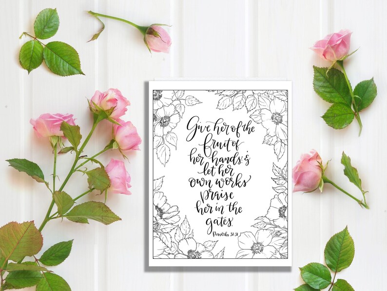 Christian Mother's Day Coloring Pages, Bible Verse Coloring Gift for ...