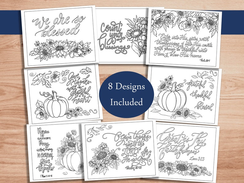 Autumn Christian Coloring Page Bundle, Scripture Coloring Sheets Fall ...