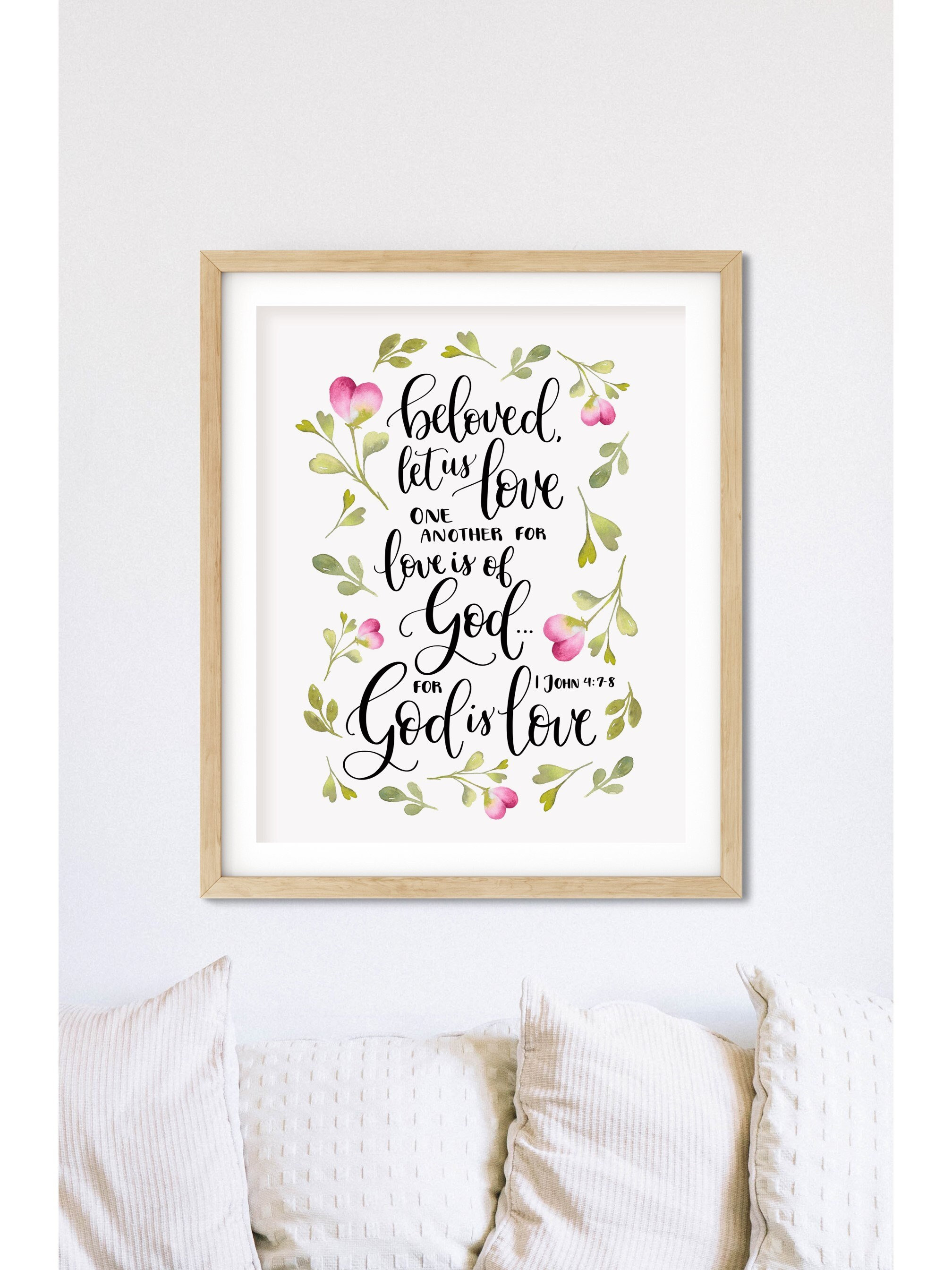 Love One Another Christian Printable Poster 1 John 4:7-8 Scripture Wall ...