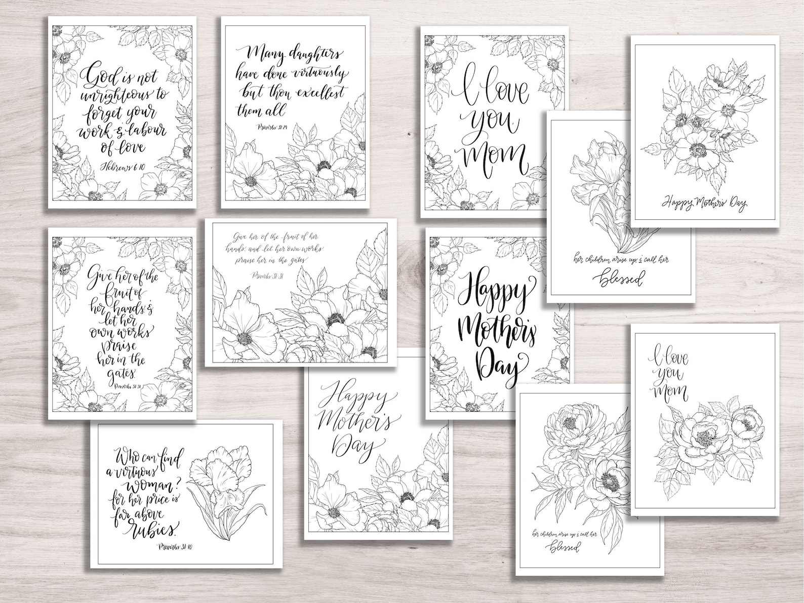 Christian Mother's Day Coloring Pages, Bible Verse Coloring Gift for ...