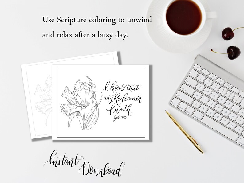 Easter Christian Coloring Page Printable Tulip Coloring & Painting ...