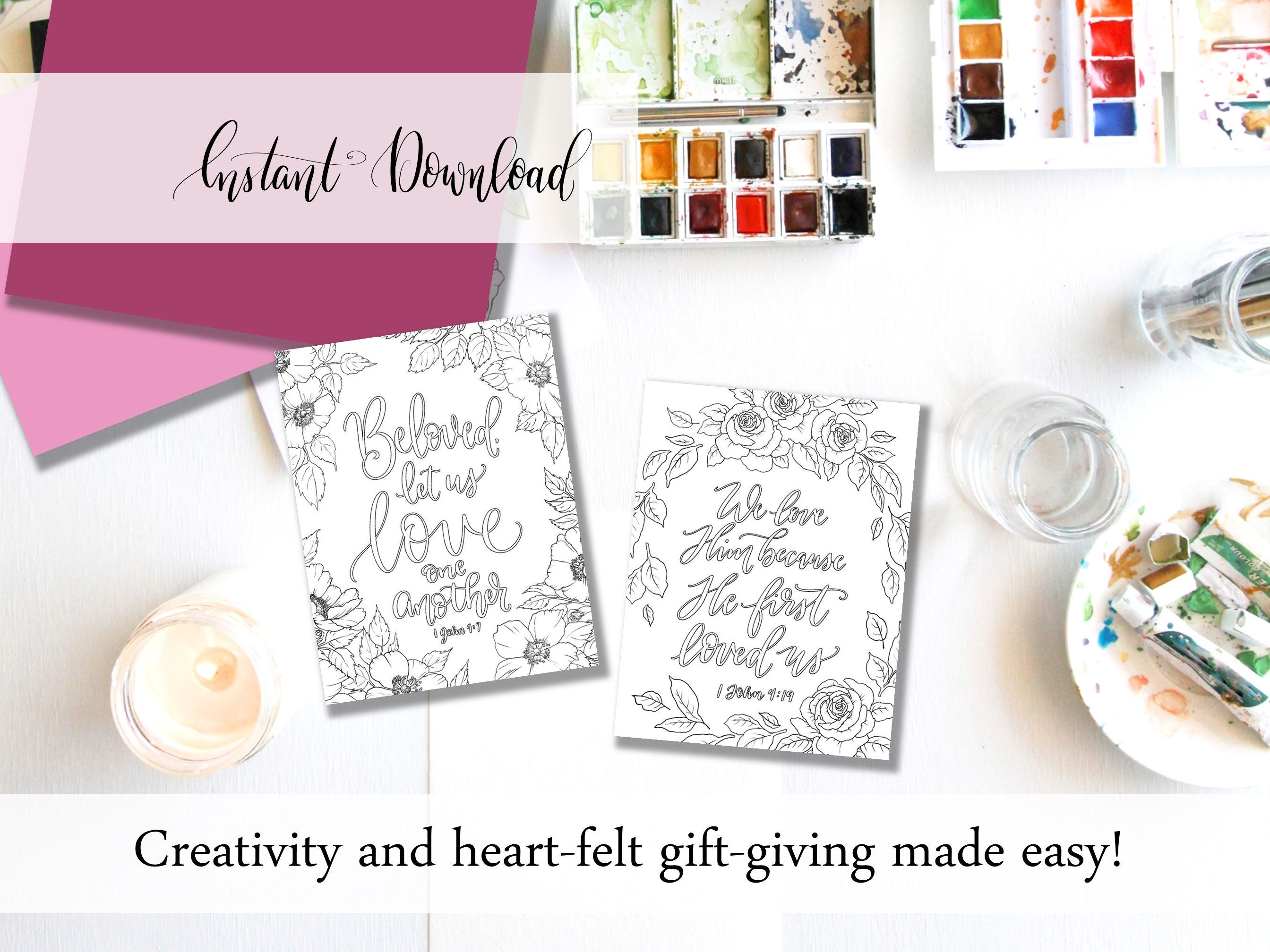 Christian Valentines Day Coloring Card Set With Bible Verses Valentine ...
