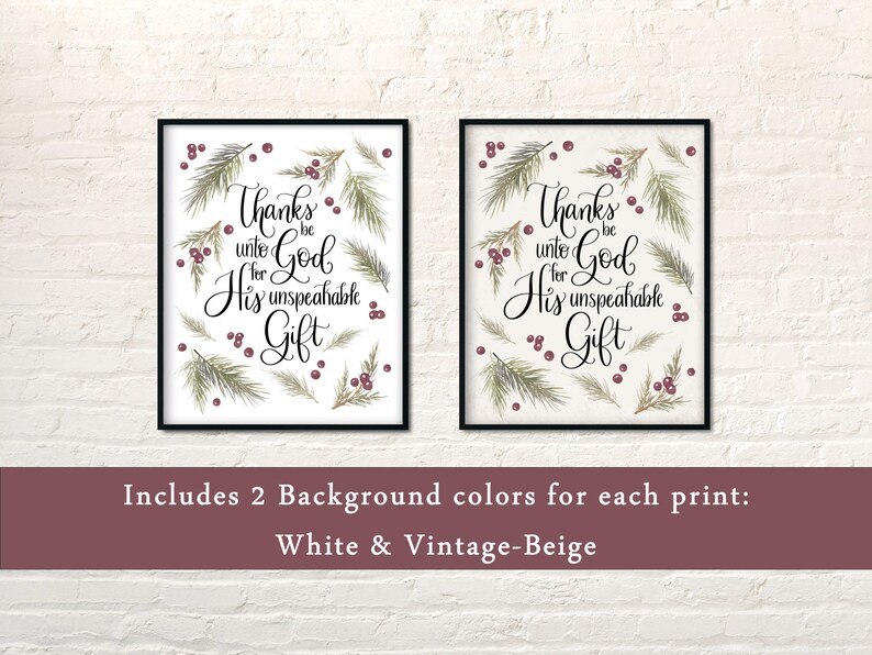 Christian Christmas Art Print Bundle, Christmas Bible Verse Digital ...