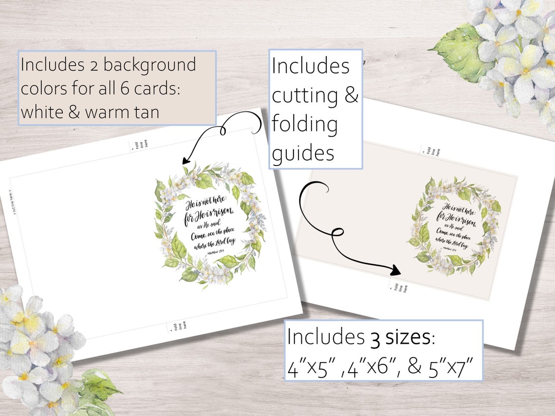 Christian Easter Card Printable Set, Easter Greeting Card Bundle With ...