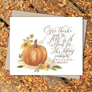 Christian Thanksgiving Card Printable, Autumn Scripture Greeting Card ...