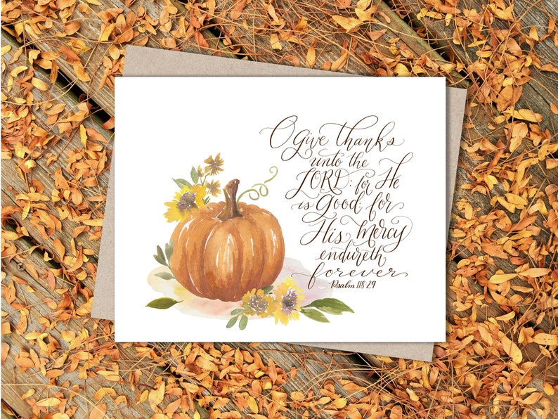Christian Thanksgiving Card Printable, Autumn Scripture Greeting Card ...
