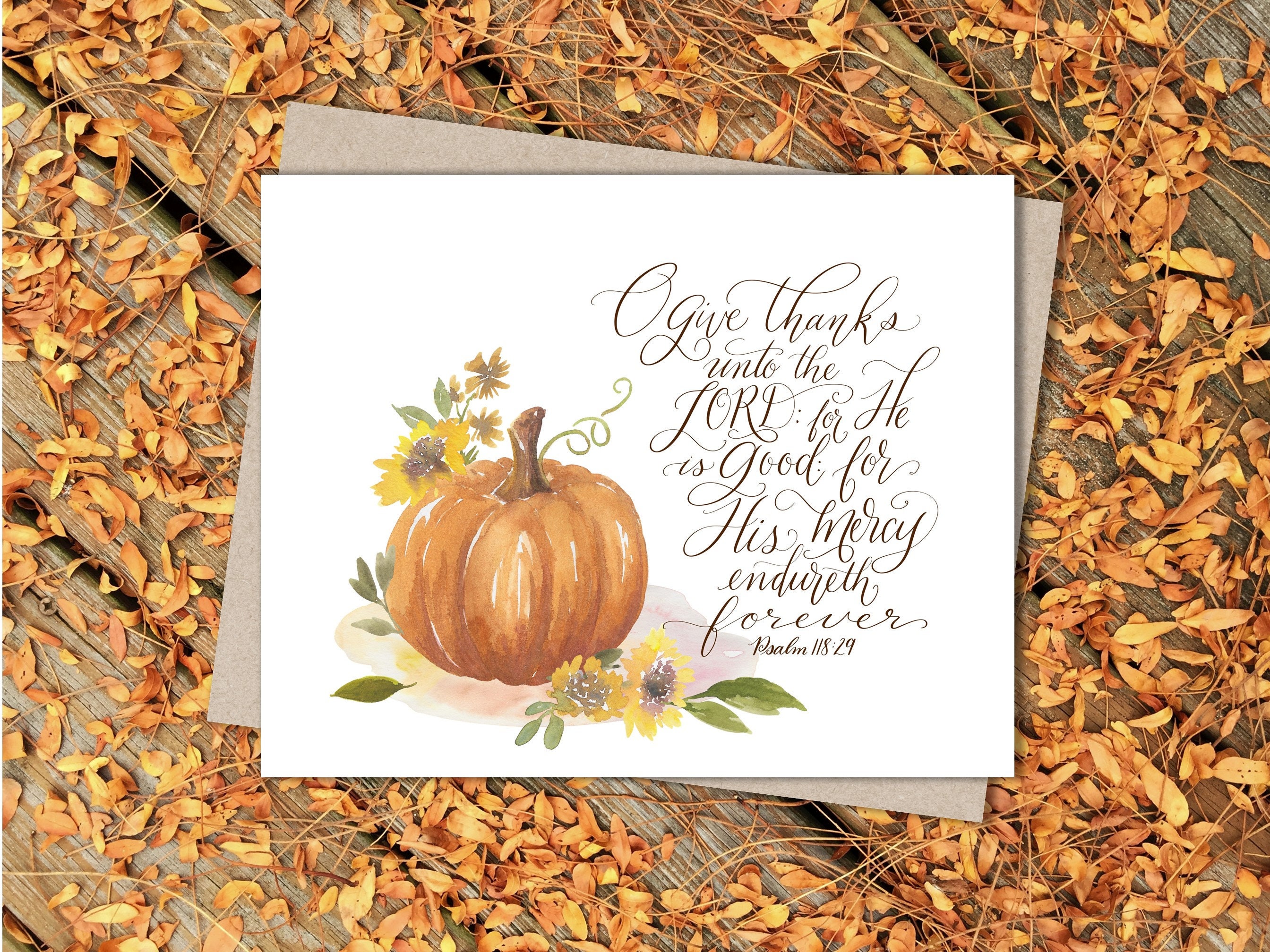 Christian Thanksgiving Card Printable, Autumn Scripture Greeting Card ...
