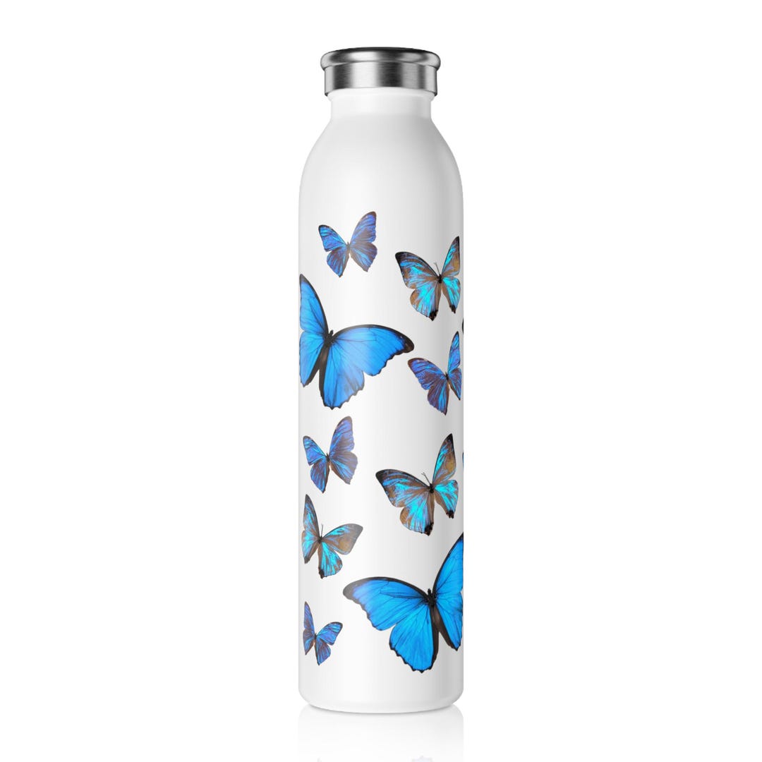 Blue Morpho Butterfly Slim Water Bottle - Etsy