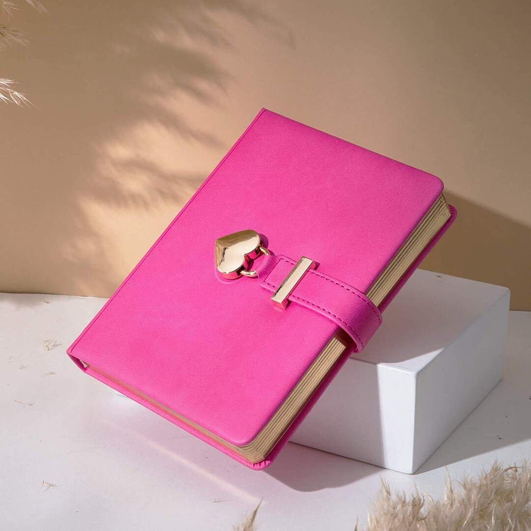 Poshieca Heart Shaped Lock Diary With Key PU Leather Cover - Etsy