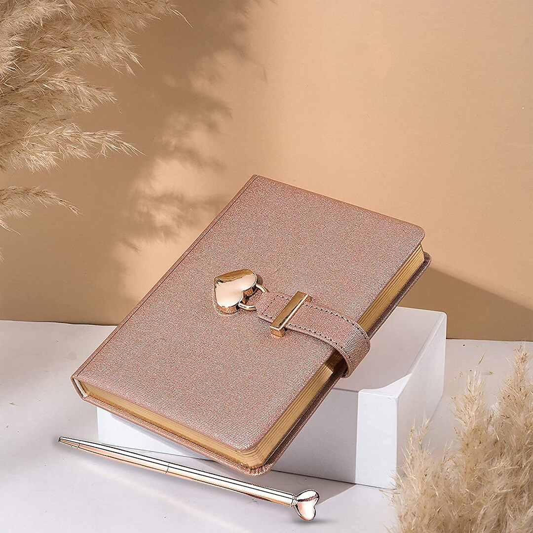 Heart Shaped Lock Diary With Key PU Leather Cover Diary With - Etsy