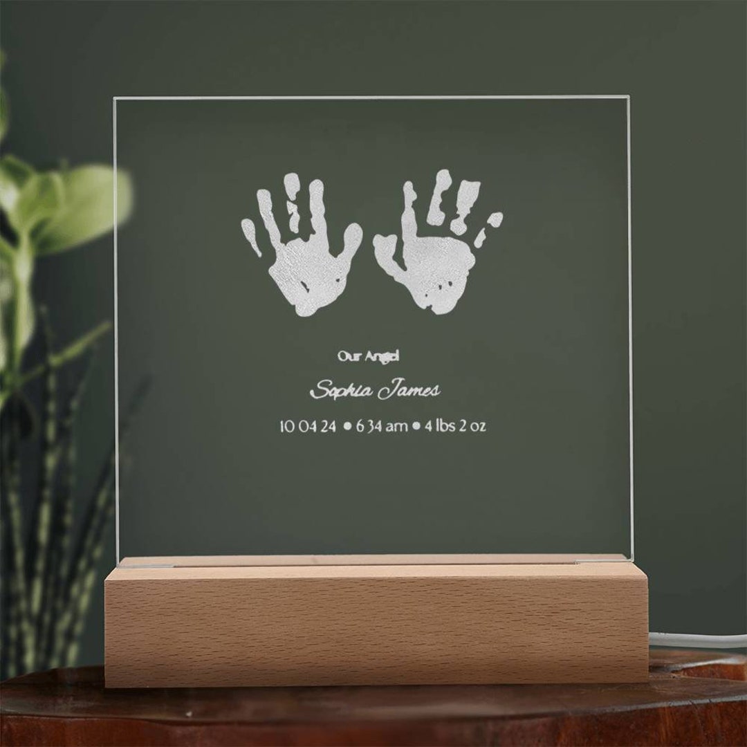 Acrylic Baby Handprint With Wood Stand Personalized Gift for Mom ...