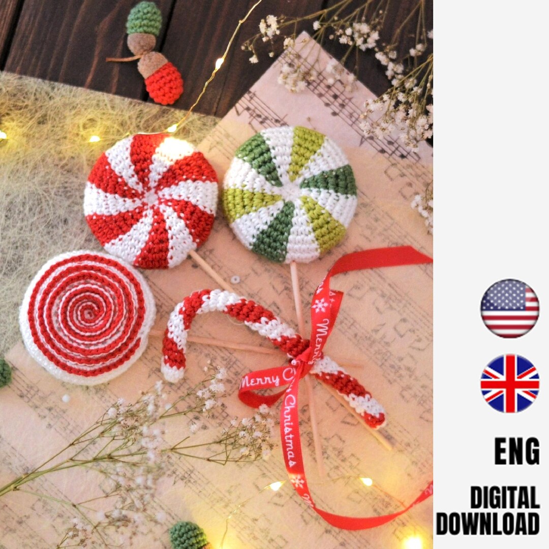 Crochet Pattern : Christmas Candy Ornaments Amigurumi Lolipop Toy (PDF ...
