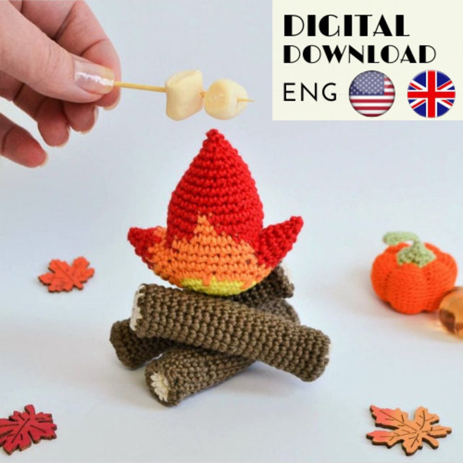 Dollhouse Decor : Campfire Crochet Pattern - Amigurumi Bonfire Tutorial ...