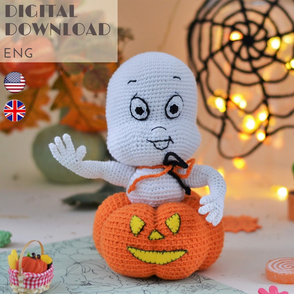 Casper the Ghost Crochet Pattern - Amigurumi Toy - Stuffed Ghost ...