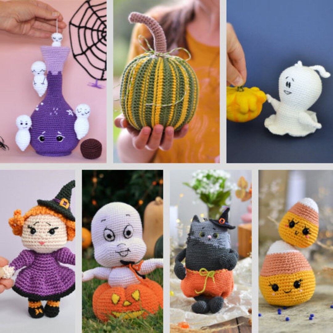 Halloween Crochet Pattern Bundle: 7 Amigurumi Patterns - Ghost, Witch ...