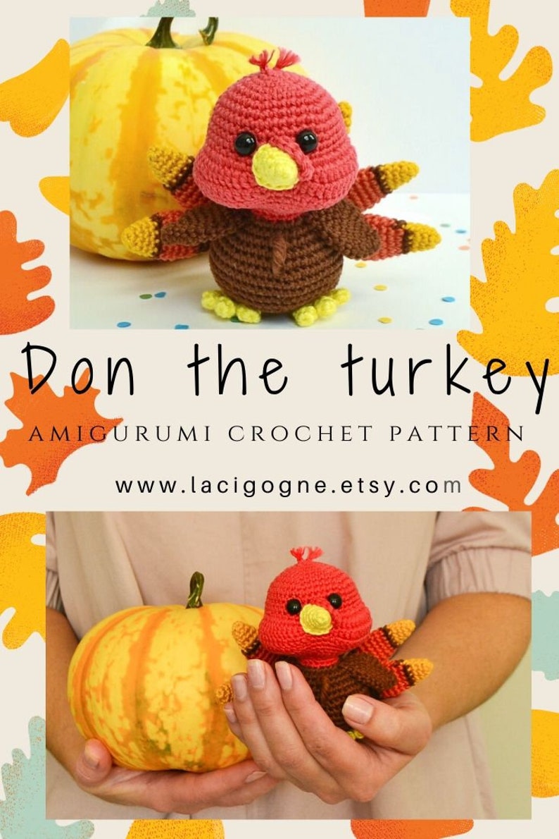 Don the Turkey Crochet Pattern Amigurumi Turkey Toy Turkey - Etsy