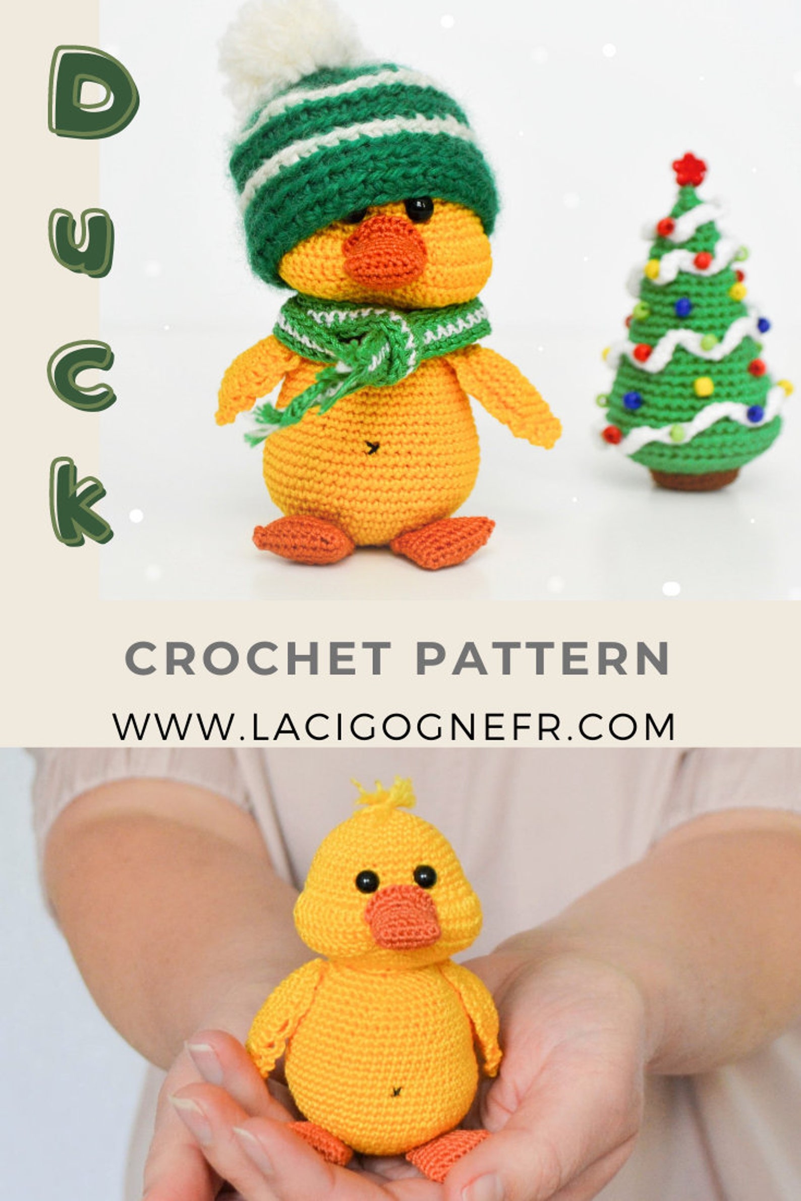 Easter Decor : Duck Crochet Pattern Amigurumi Kawaii Duck - Etsy