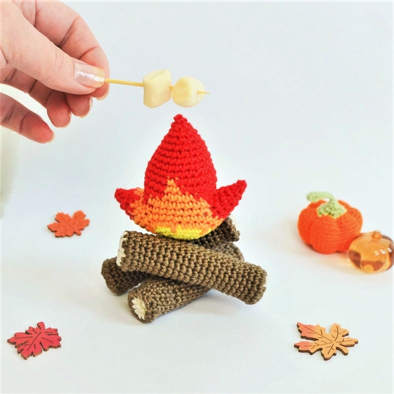 Dollhouse Decor : Campfire Crochet Pattern - Amigurumi Bonfire Tutorial ...