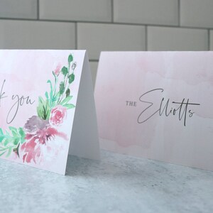 Editable Folding Thank You Card Template 4x6 Watercolor Florals Blush ...