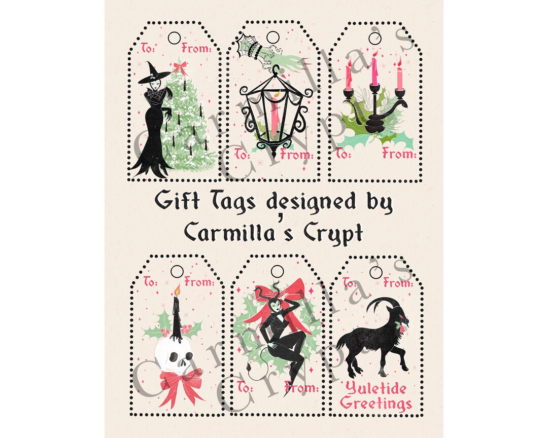 Print at Home Christmas Gift Tags PDF, Printable Gift Tag, Creepmas ...