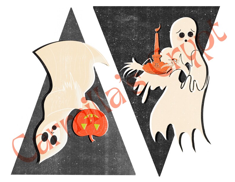 Printable Ghost Garland / Retro Ghosts / Vintage Halloween Decor ...