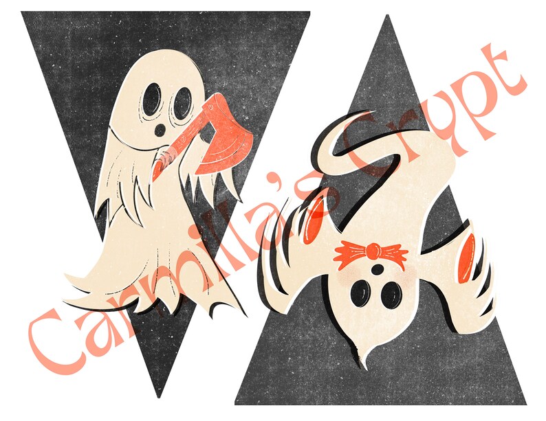 Printable Ghost Garland / Retro Ghosts / Vintage Halloween Decor ...