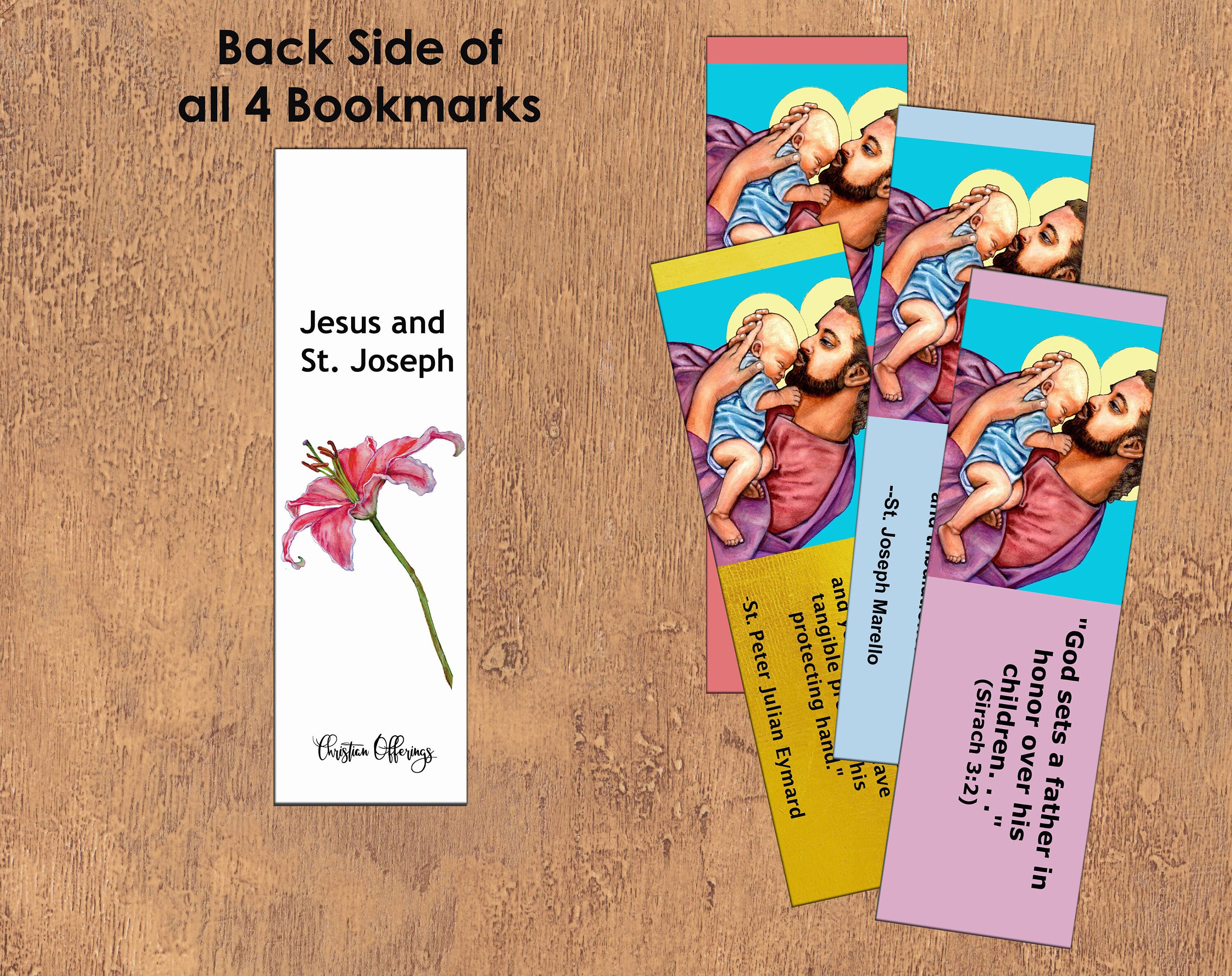 Jesus and Saint Joseph Bookmarks Printable Catholic Bookmark Digital ...