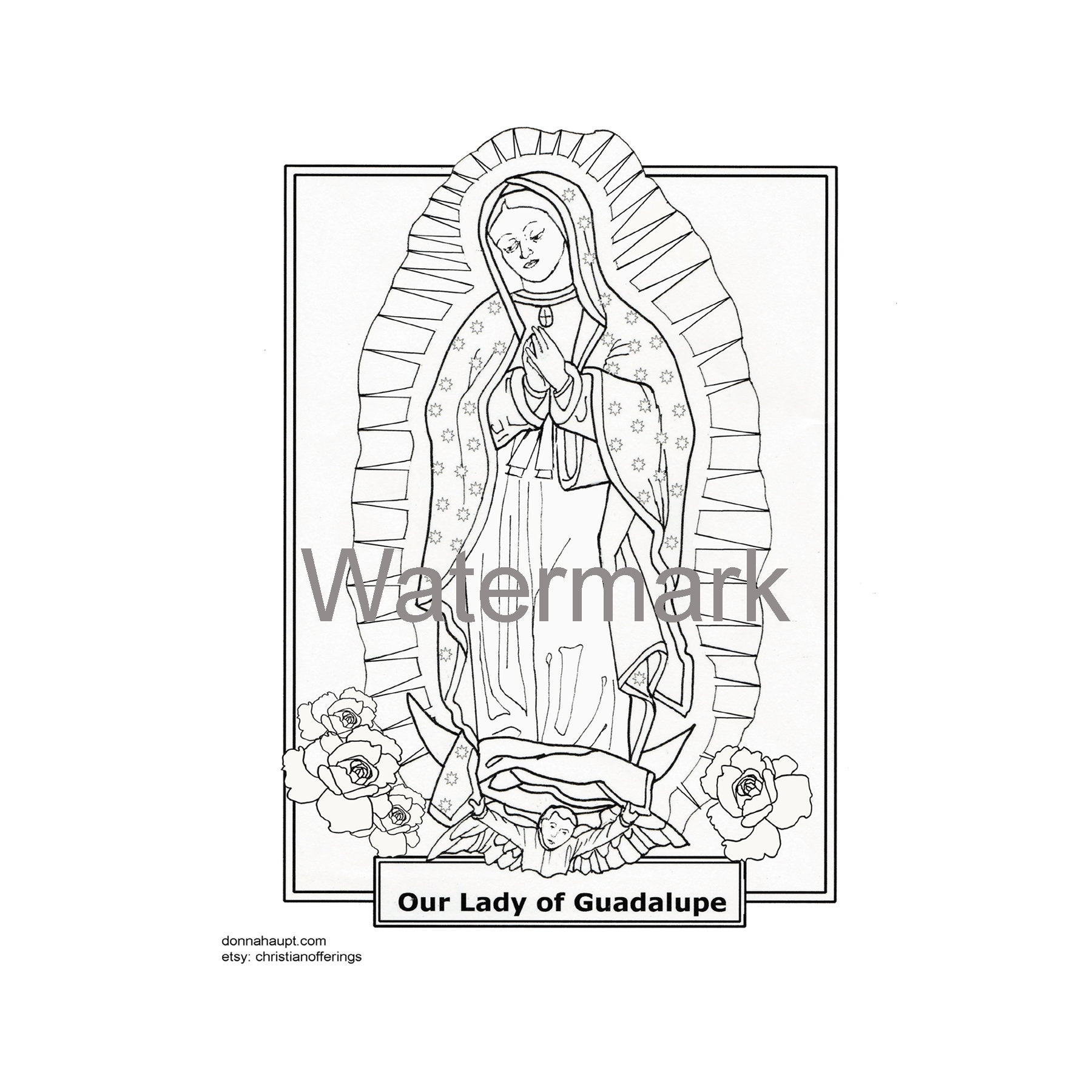 Our Lady of Guadalupe Coloring Page Virgen De Guadalupe Coloring Page ...