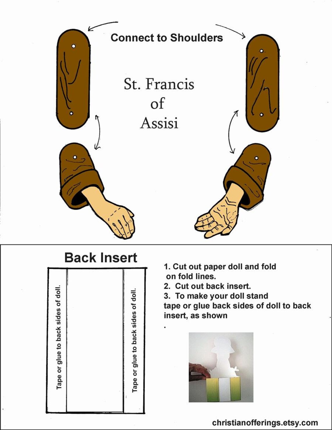 St Francis of Assisi Jointed Paper Doll, Patron Saint of Animals ...