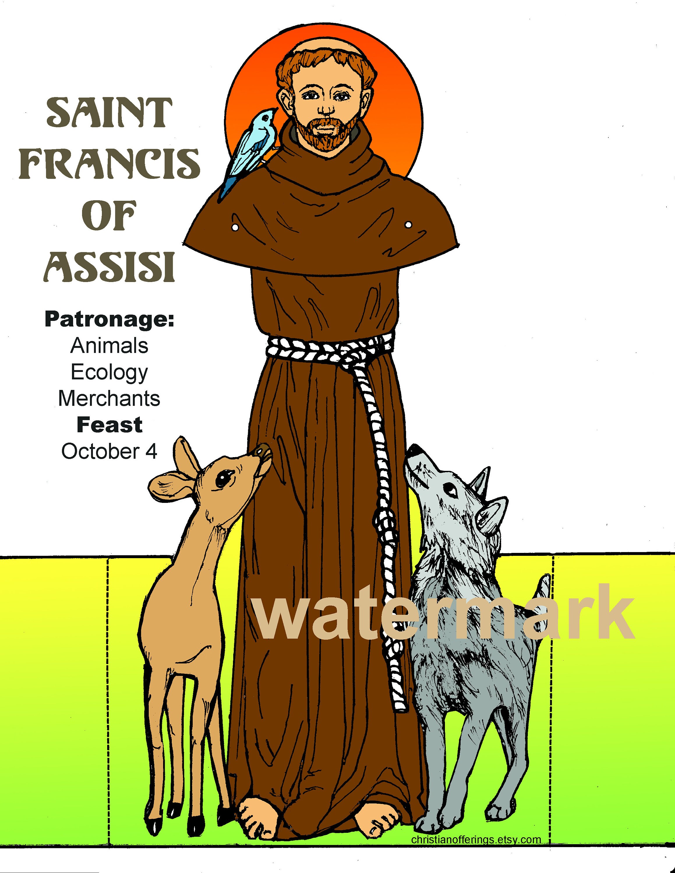St Francis of Assisi Jointed Paper Doll, Patron Saint of Animals, Ecology, Christian Articulated ...