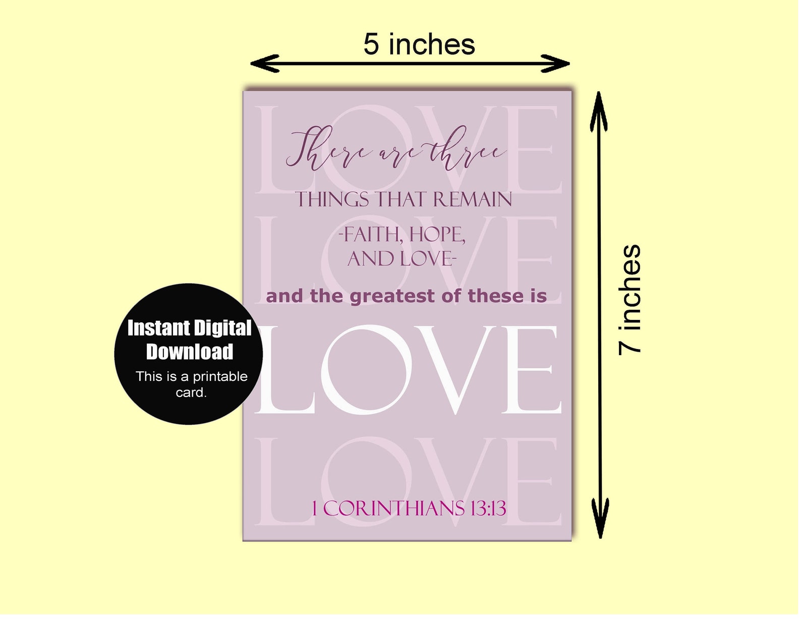 1 Corinthians 13:13, Love Quote Card Christian Card Bibe Verse Love ...