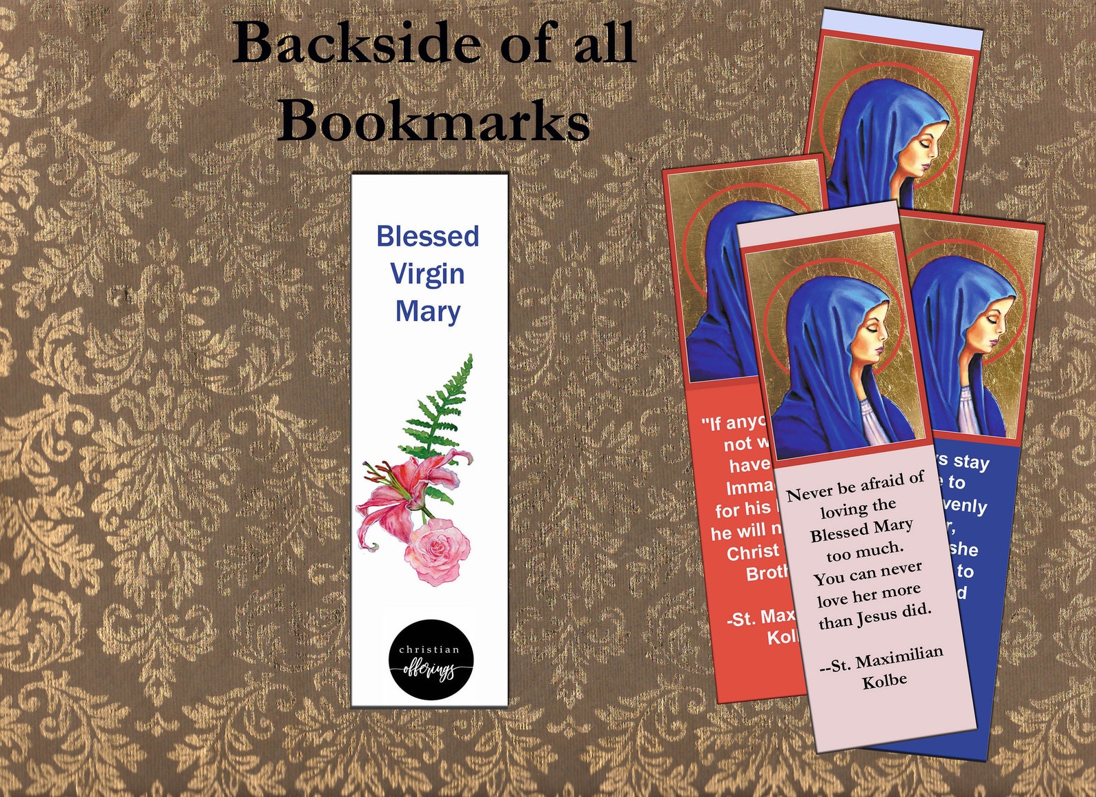 Blessed Virgin Bookmarks Printable Catholic Bookmark Digital Christian ...