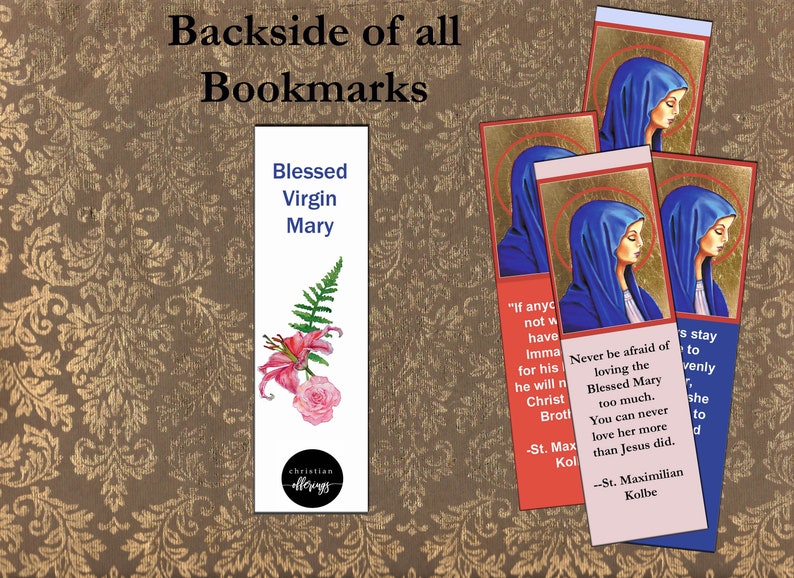 Blessed Virgin Bookmarks Printable Catholic Bookmark Digital Christian ...