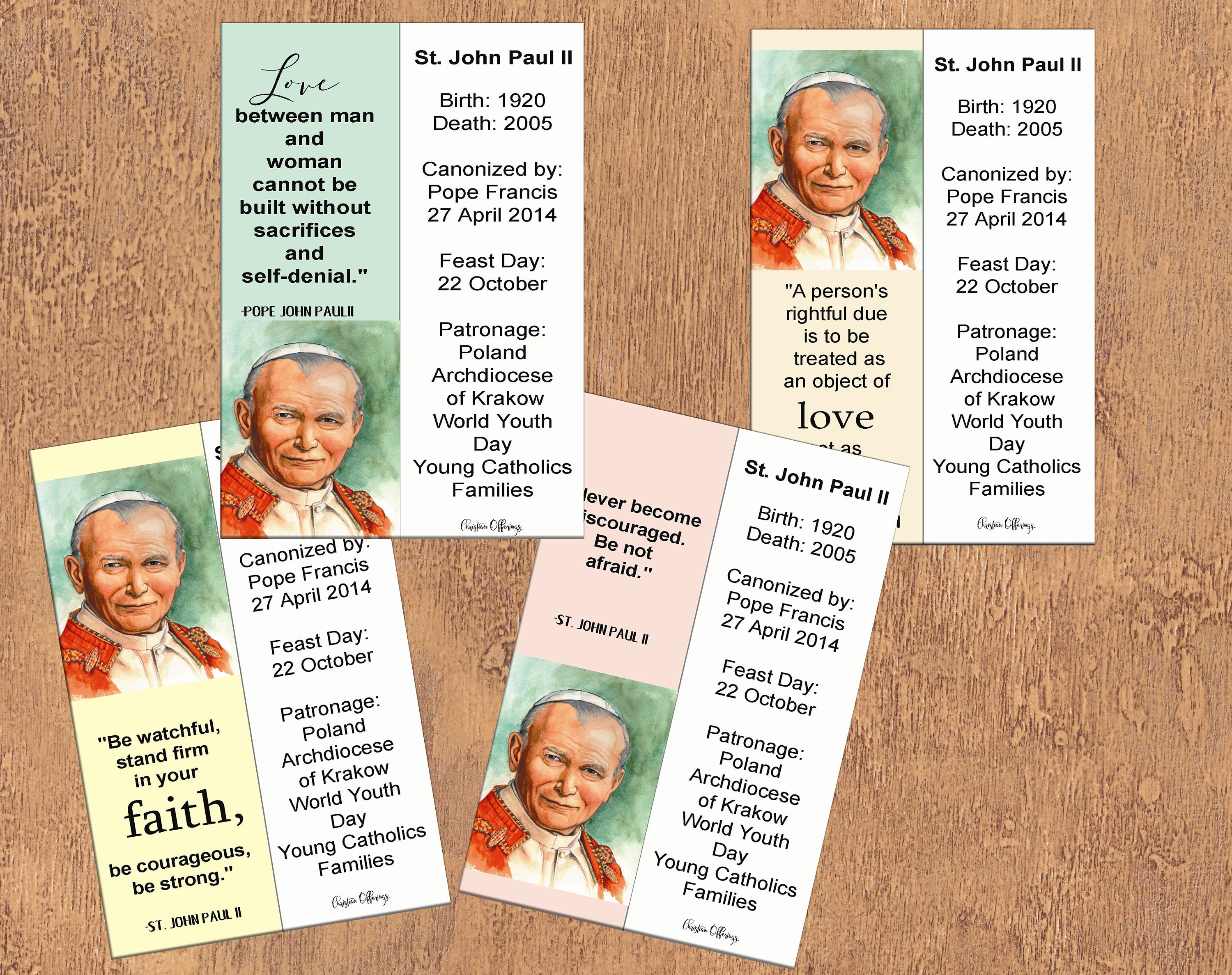 Saint John Paul II Bookmarks Printable Catholic Bookmark Digital ...