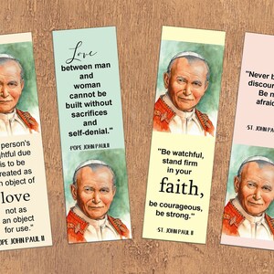 Saint John Paul II Bookmarks Printable Catholic Bookmark Digital ...