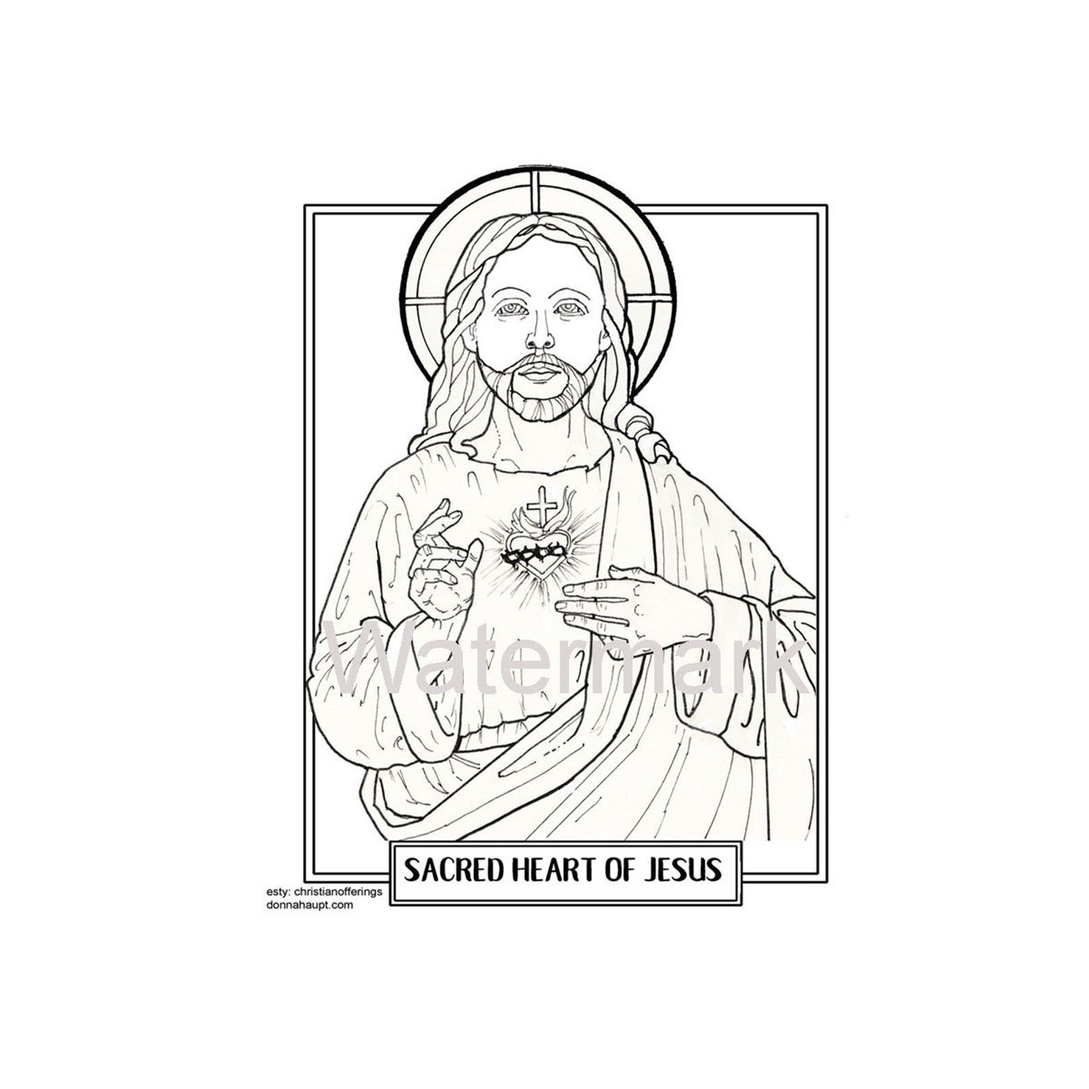 Jesus Coloring Page Sacred Heart of Jesus Coloring Page With FREE Jesus ...