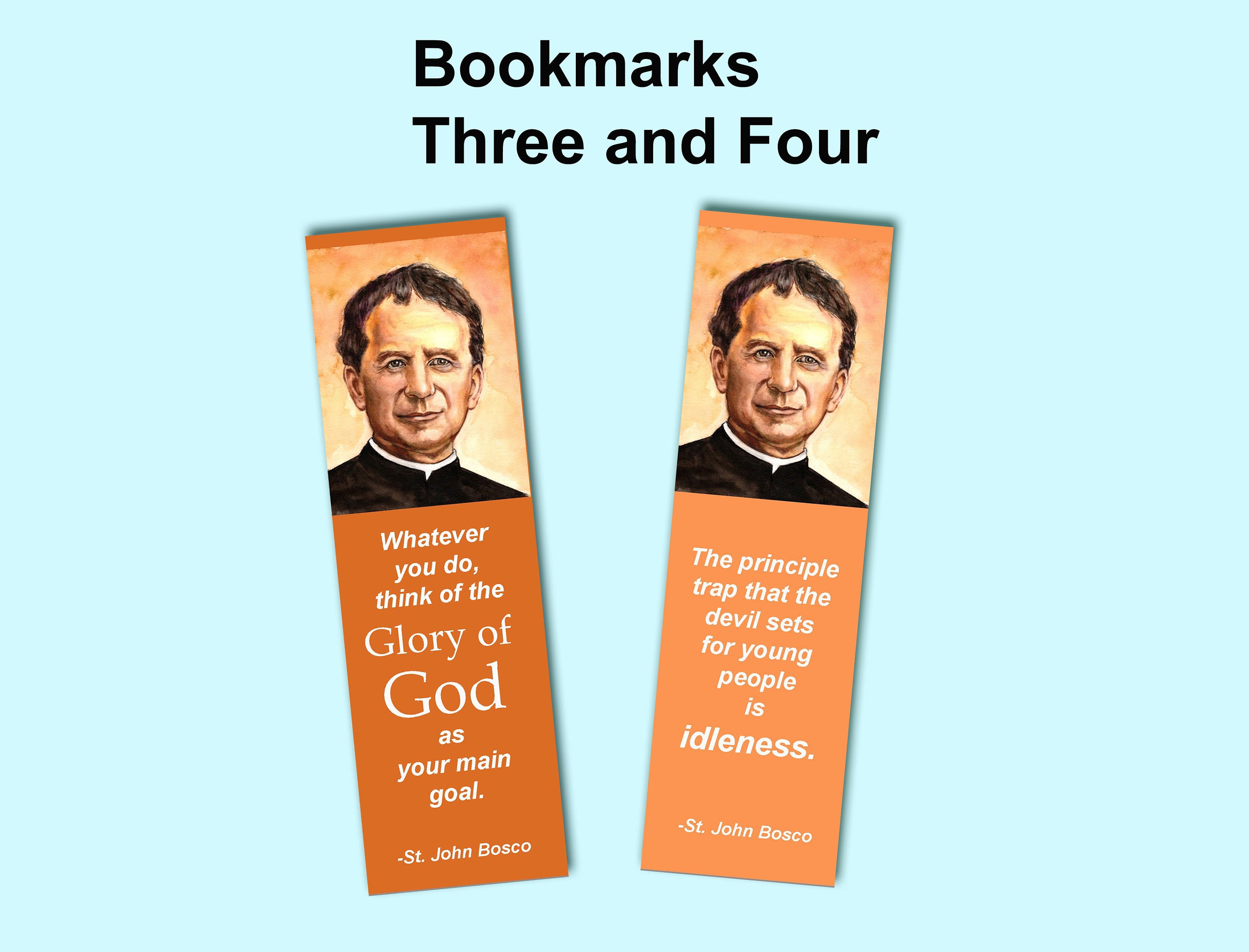 Saint John Bosco Bookmarks Printable Catholic Bookmark Digital ...