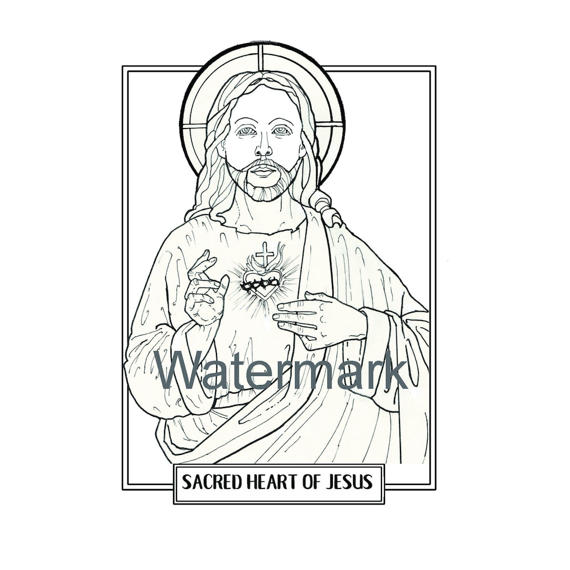 Jesus Coloring Page Sacred Heart of Jesus Coloring Page With FREE Jesus ...