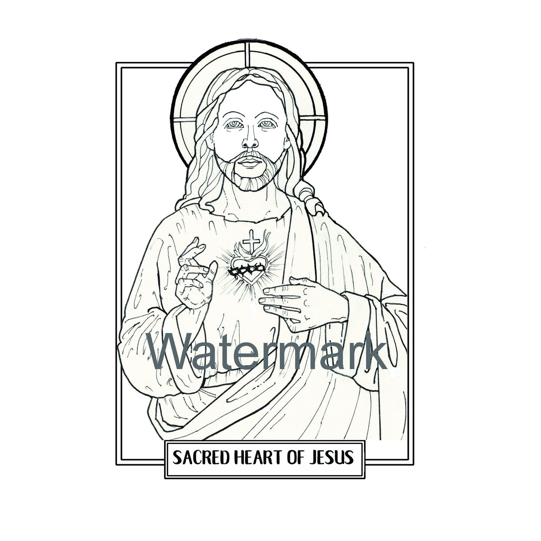 Jesus Coloring Page Sacred Heart of Jesus Coloring Page With FREE Jesus ...