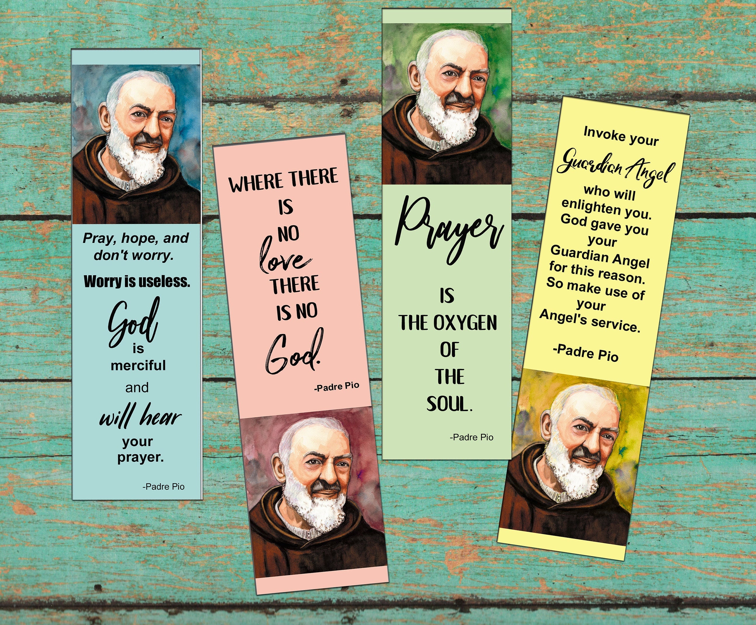 Saint Padre Pio Bookmarks Printable Catholic Bookmark Digital Christian ...