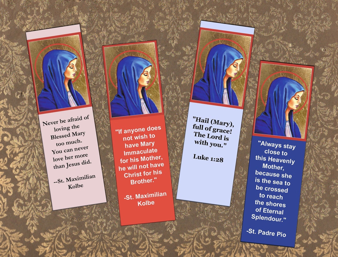 Blessed Virgin Bookmarks Printable Catholic Bookmark Digital Christian ...