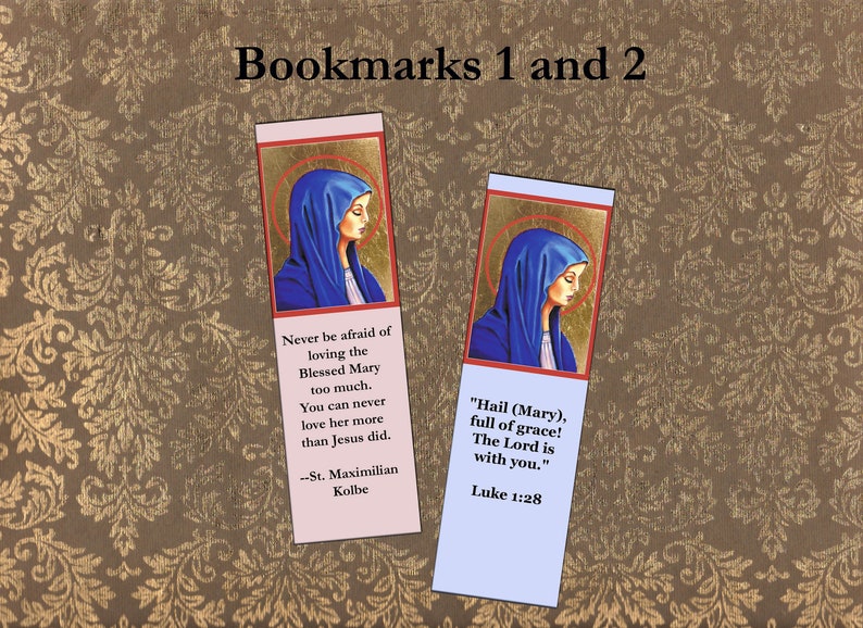 Blessed Virgin Bookmarks Printable Catholic Bookmark Digital Christian ...