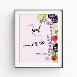 Bible Verse Matthew 19:26 With God All Things Are Possible Scripture ...