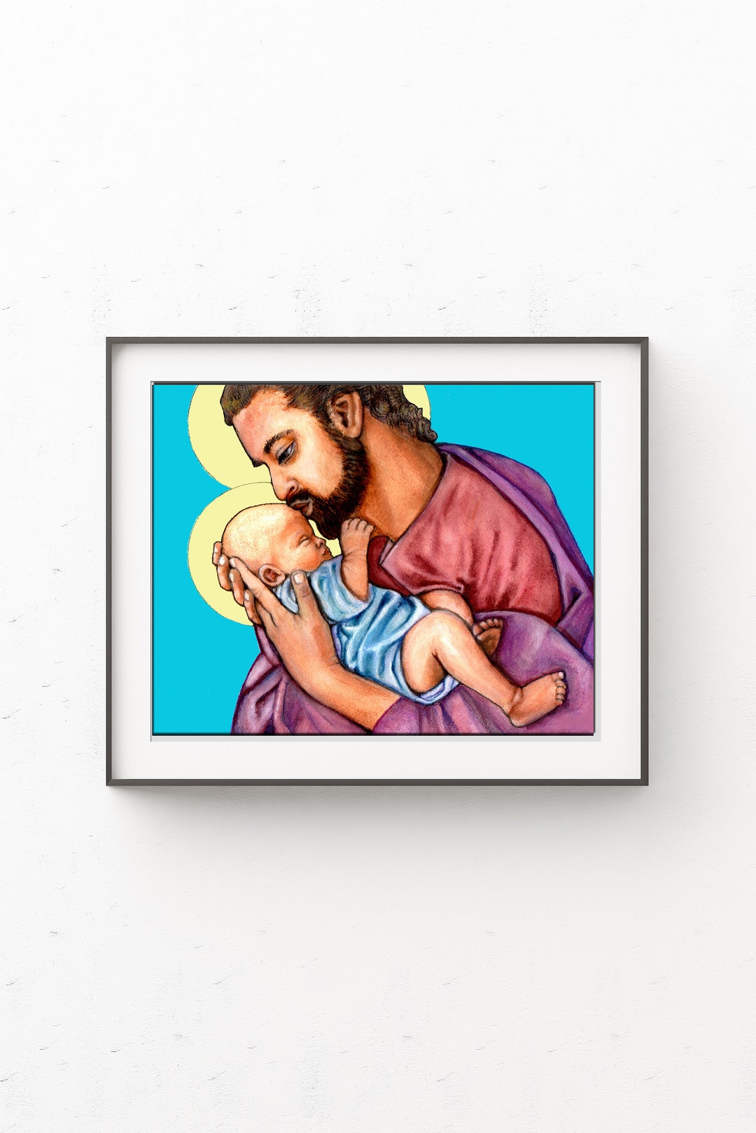 Jesus and Joseph 10x8 and 7x5 PRINTABLE Catholic Art Print Jesus Joseph ...