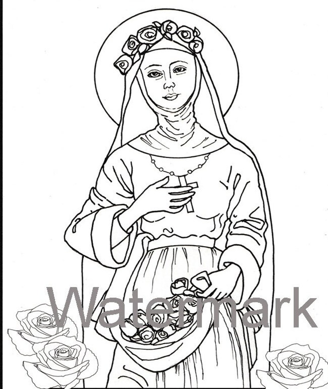 St. Rose of Lima Coloring Page Santa Rosa De Lima Coloring Page - Etsy