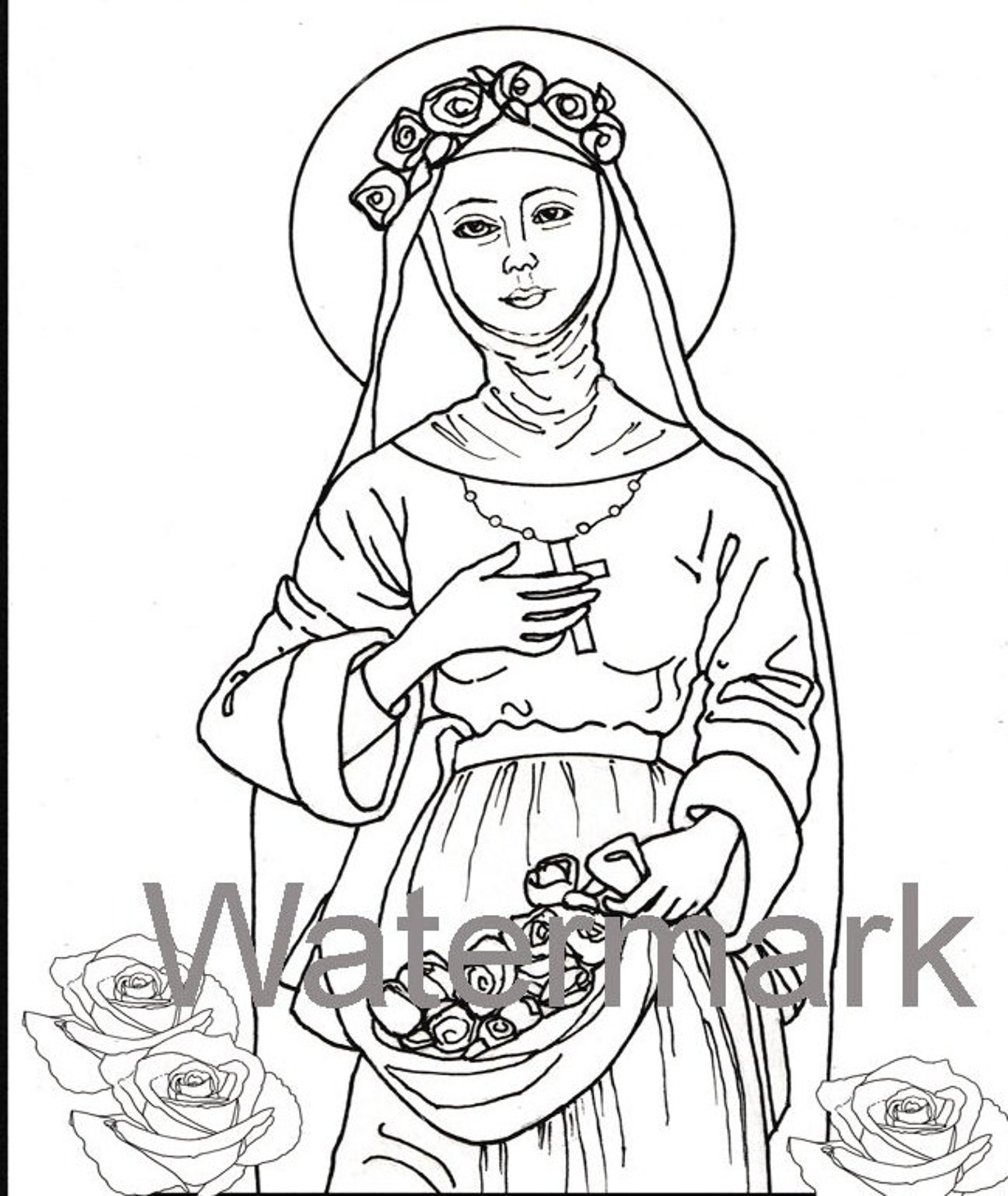 St. Rose of Lima Coloring Page Santa Rosa De Lima Coloring Page - Etsy