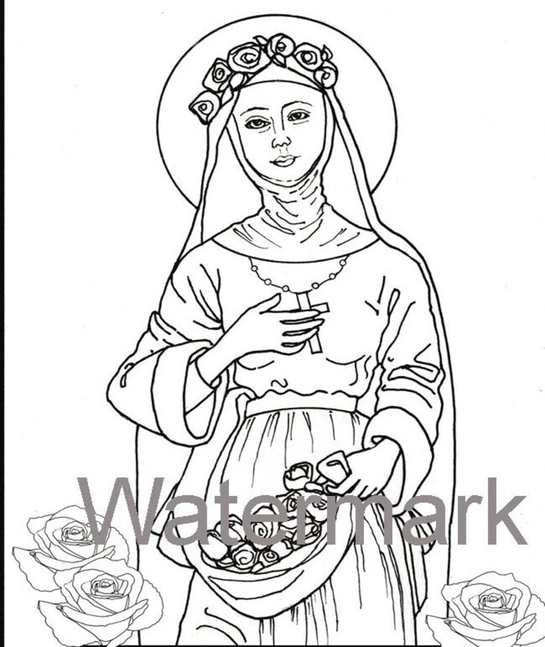 St. Rose of Lima Coloring Page Santa Rosa De Lima Coloring Page - Etsy
