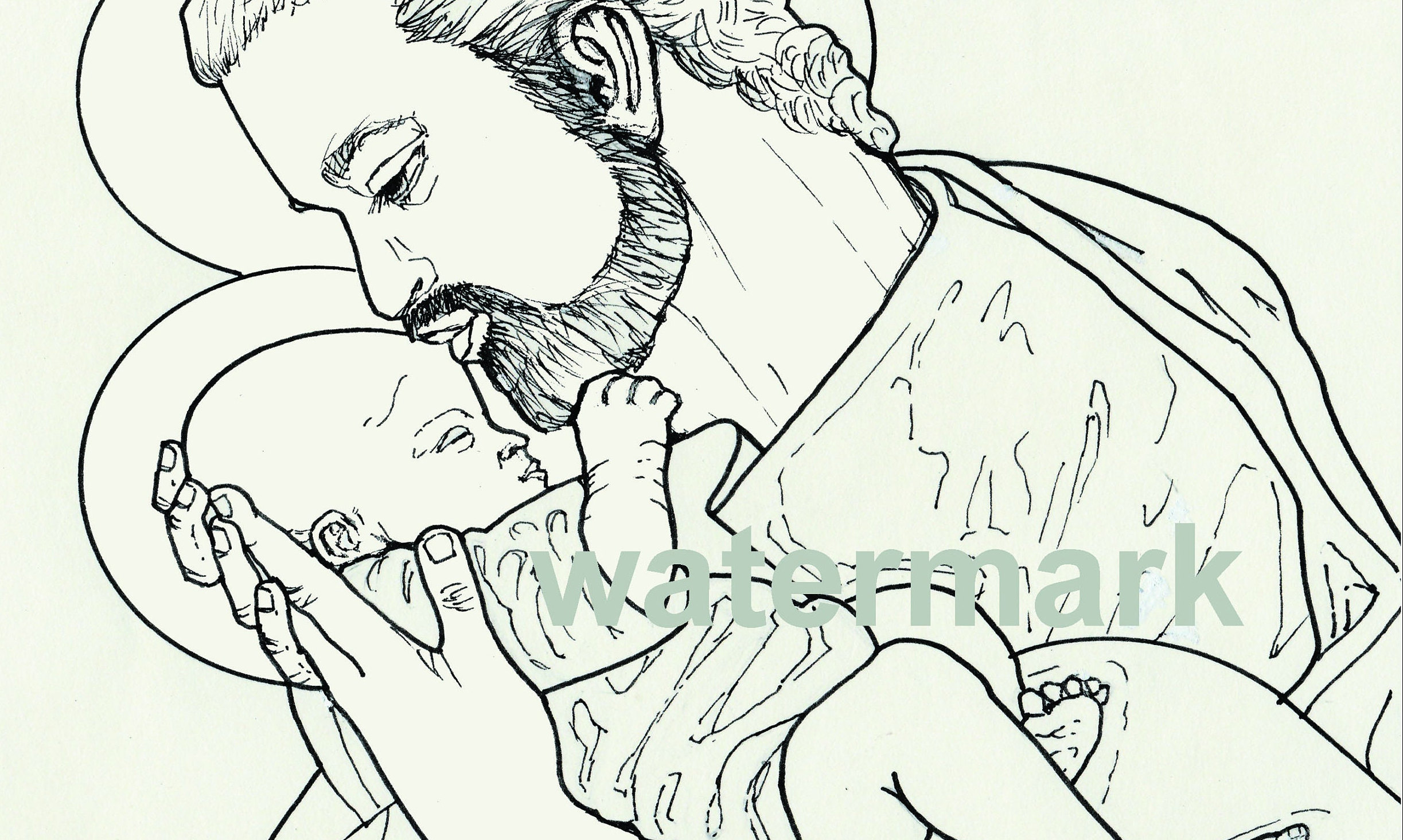 Jesus and Joseph Coloring Page Jesus and Saint Joseph Coloring Page - Etsy