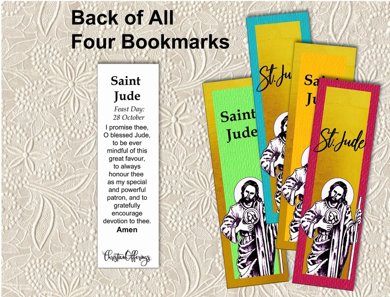Saint Jude Bookmarks Printable Catholic Bookmark Digital Christian ...